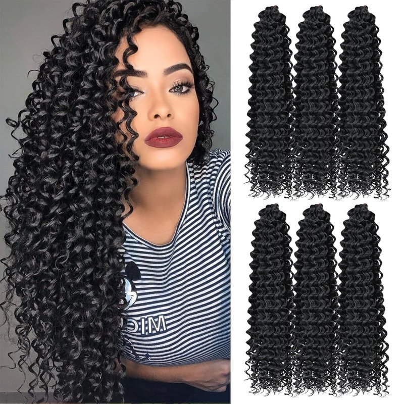 Curly Crochet Hair 22Inch 6Packs Deep Wave Crochet Braiding Hair ...