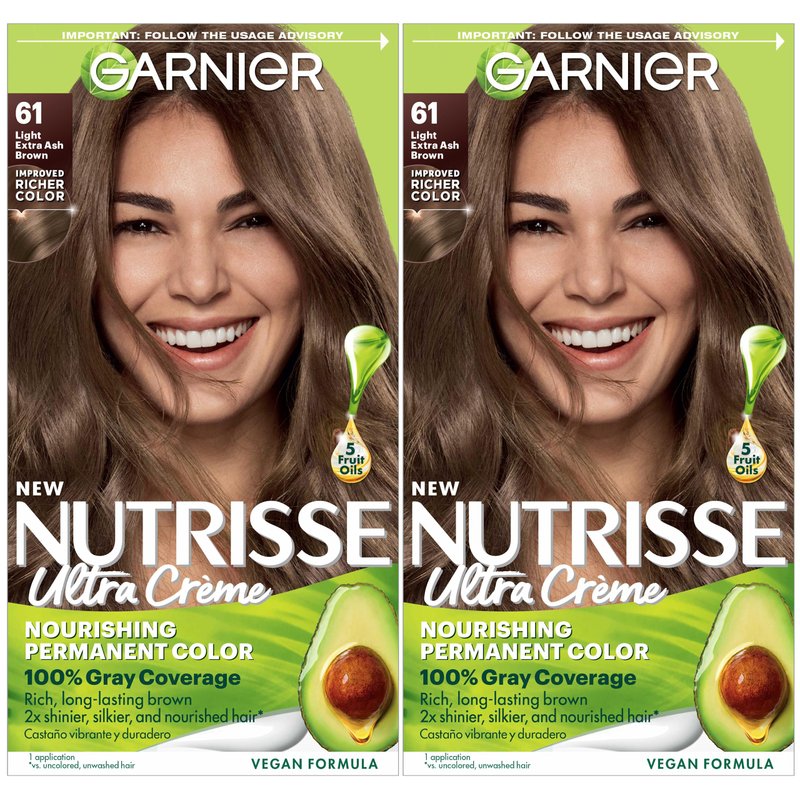 Garnier Hair Color Nutrisse Nourishing Creme, 61 Light Ash Brown ...