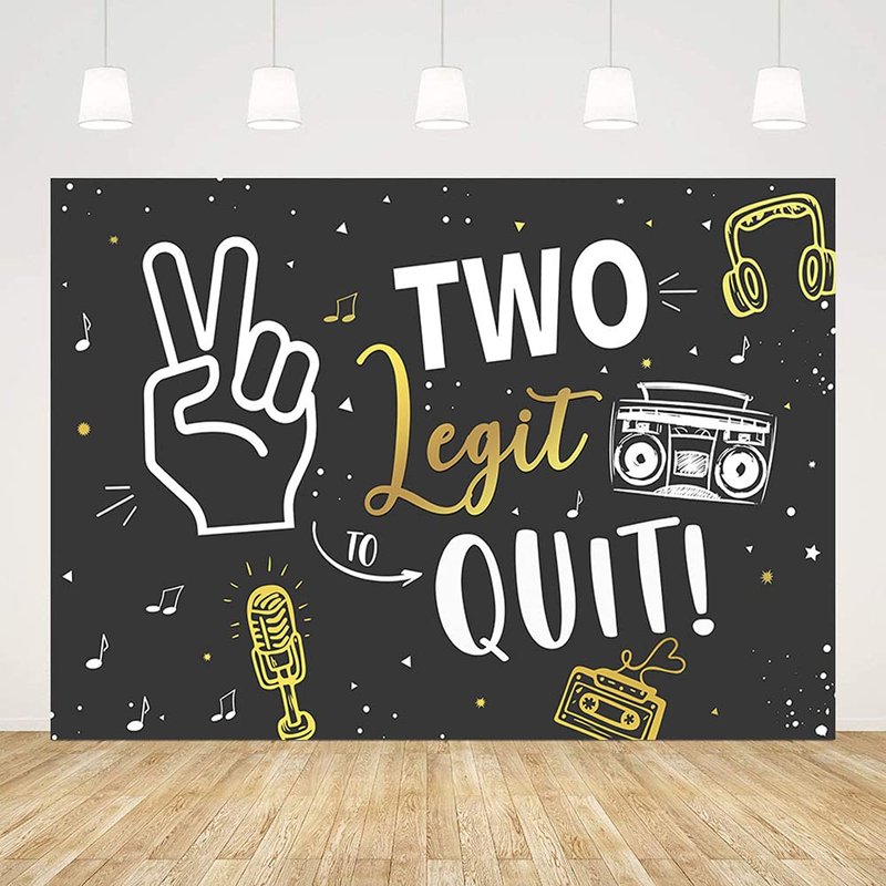 ABLIN 7x5ft Two Legit to Quit Happy 2nd Birthday Backdrop Hip Hop Gold ...