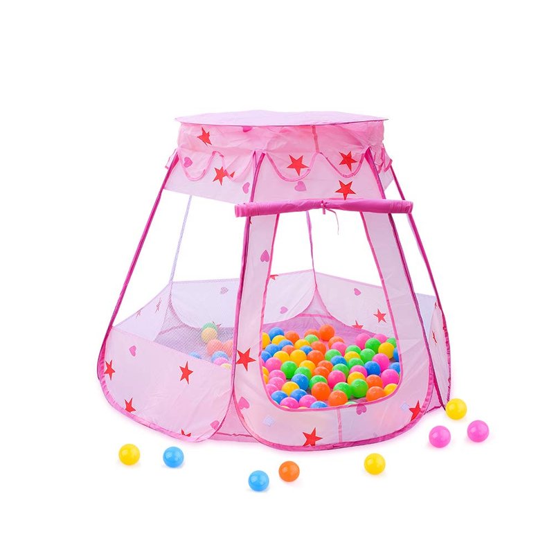 Pop Up Pink Princess Play Tent, Foldable Pretend Playhouse Ball Pit ...