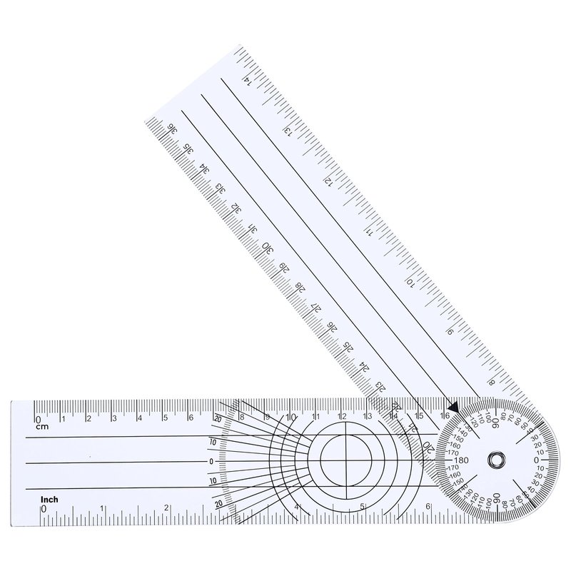 Clear Plastic Goniometer 7 in Rotate 360 Degree Angle Protractor Arms ...