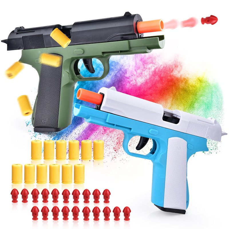 2 Pack Toy Soft Bullet Gun, Foam Ejecting Blasters, Empty Shell ...