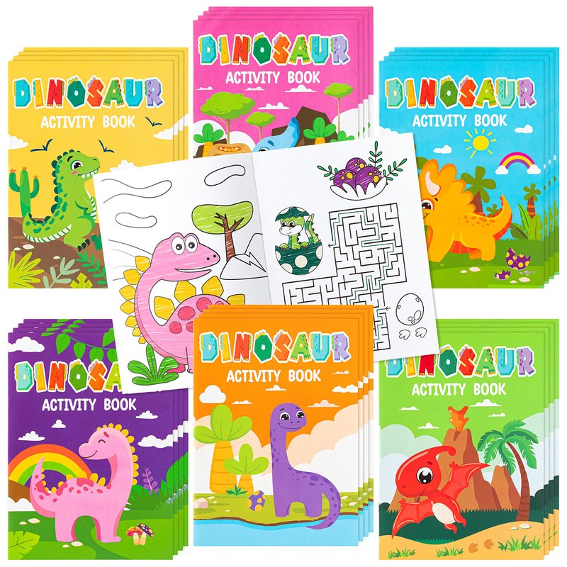 JAPBOR 24pcs Dinosaur Activity Coloring Books for Kids Party Favors ...