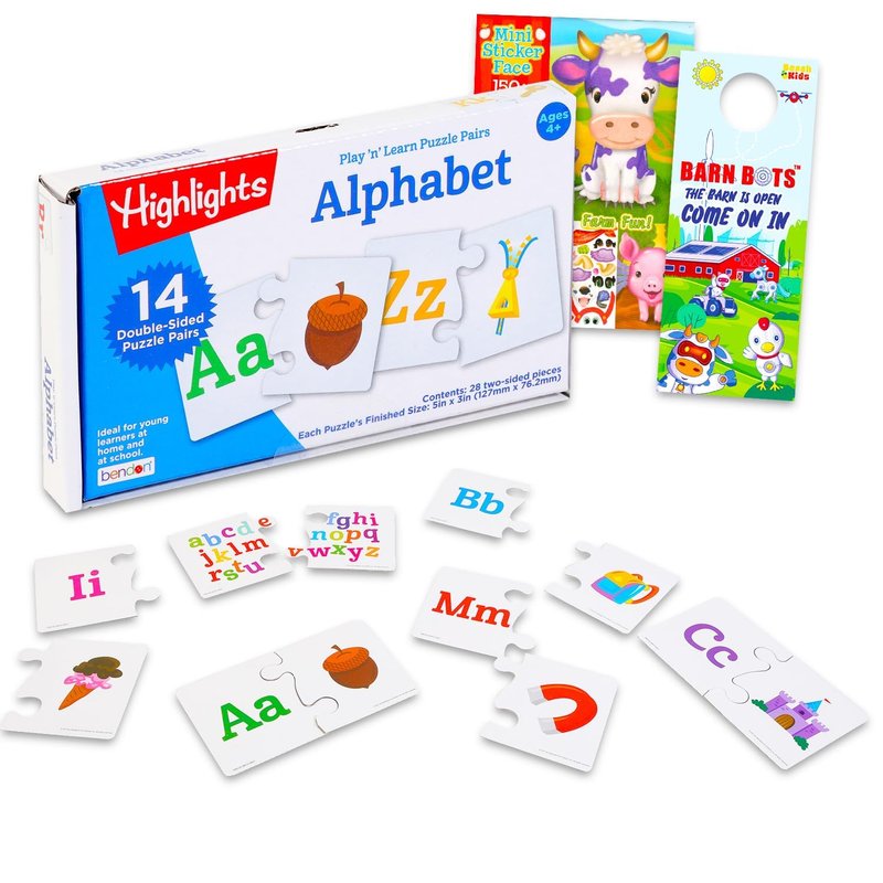 Alphabet ABCs Puzzle Cards for Toddlers - Bundle with 14 Double Sided ...