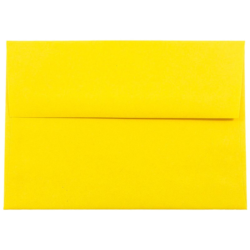 100 Pack A7 Bright Yellow Envelopes, Square Flap Gummed Seal, Vibrant ...