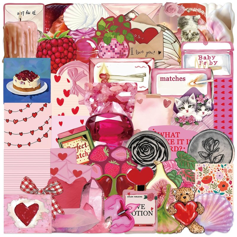 Preppy Aesthetic Stickers for Girls- 50PCS Kawaii Pink Themed Stickers ...