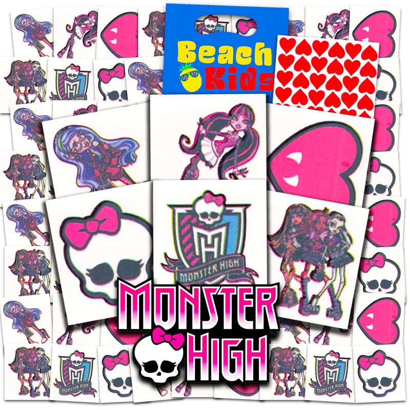 Monster High Temporary Tattoo Set - 14 Pc Monster High Party Favors Bundle - 7 Temporary Tattoo ...