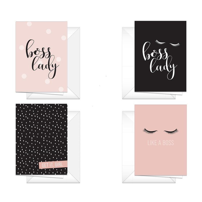 Boss Lady Note Cards / 24 Greeting Cards / 4 Pink And Black Designs / 3 ...