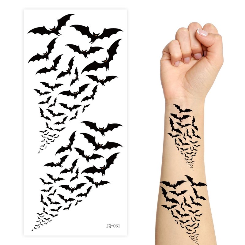 Bat Temporary Tattoos, Pack of 10 Halloween Bat Temporary Tattoos, Bat ...