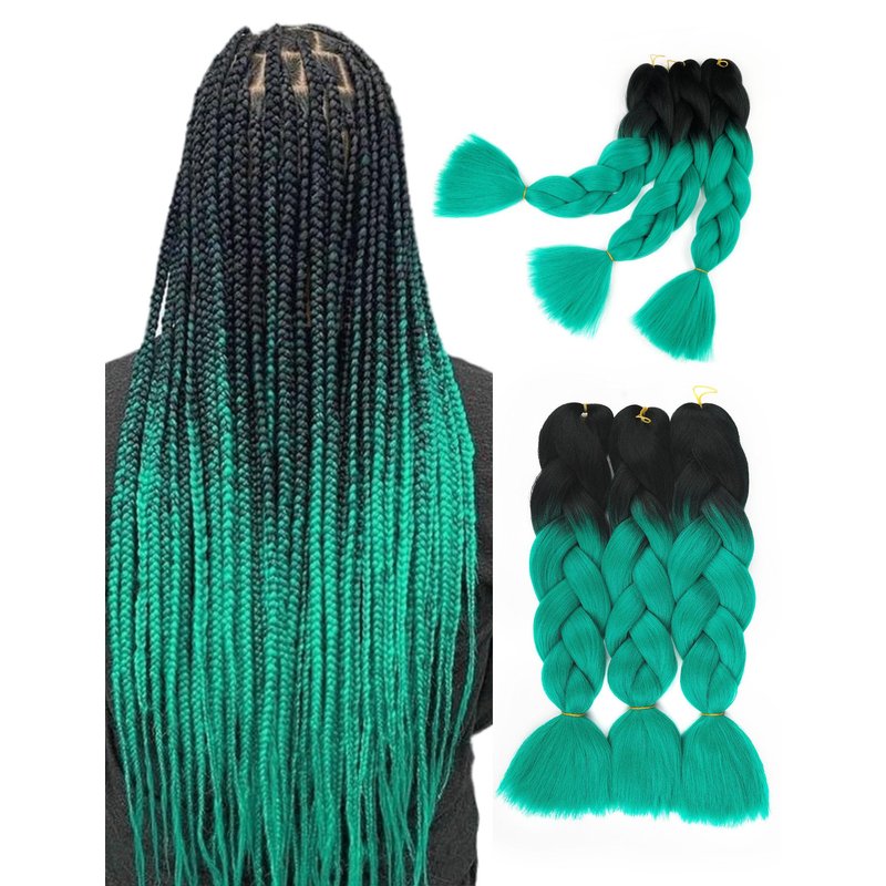 Teal Braiding Hair Extensions for Braids 24 inch 6 Packs Synthetic Hair ...