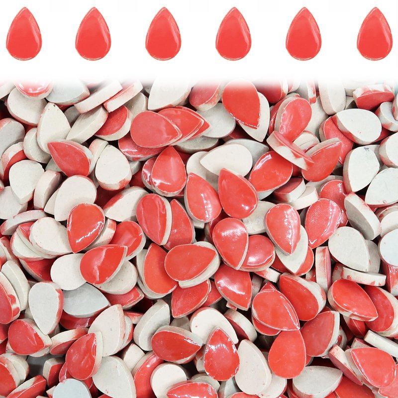 Red Mosaic Tiles Raindrops Shapes Mosaic Tile for Crafts Bulk, 50 ...