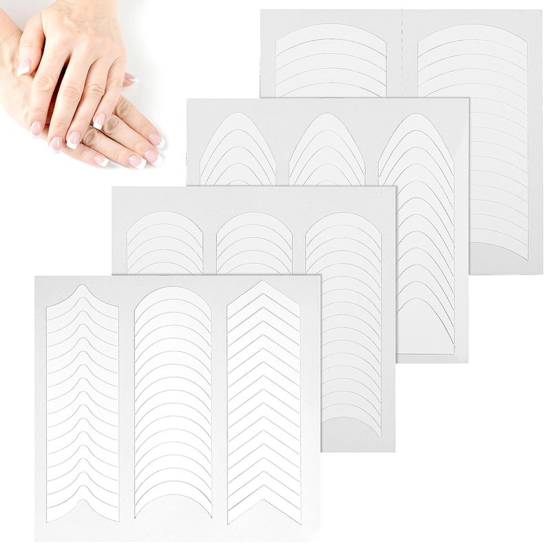 60 Sheets French Tip Nail Stickers White Self-Adhesive French Manicure ...
