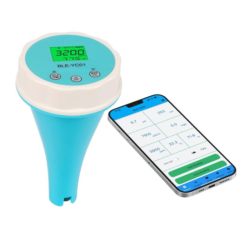 Chlorine Meter Pool pH Tester pH Salinity Reader for Saltwater Digital ...