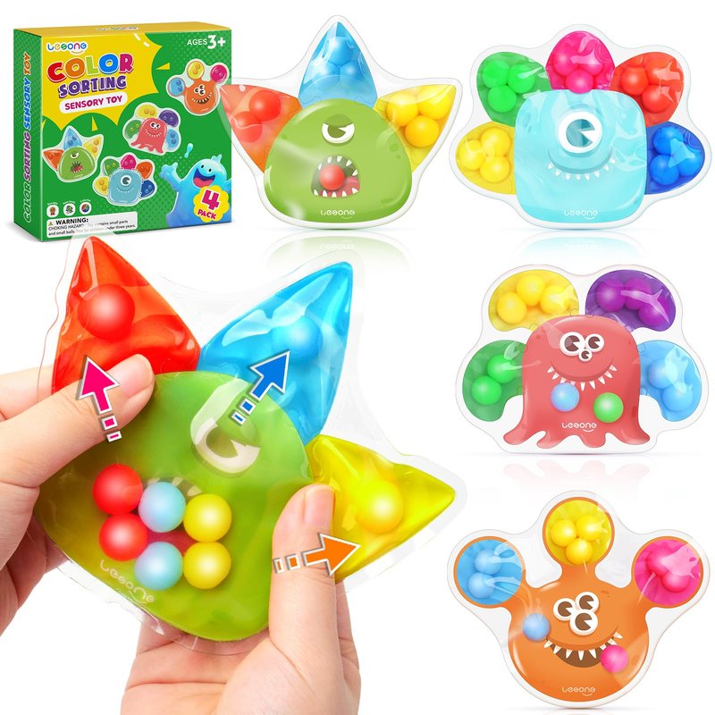 Color Sorting Sensory Toys for Toddlers: 4 Pack Sensory Toys Fine Motor ...
