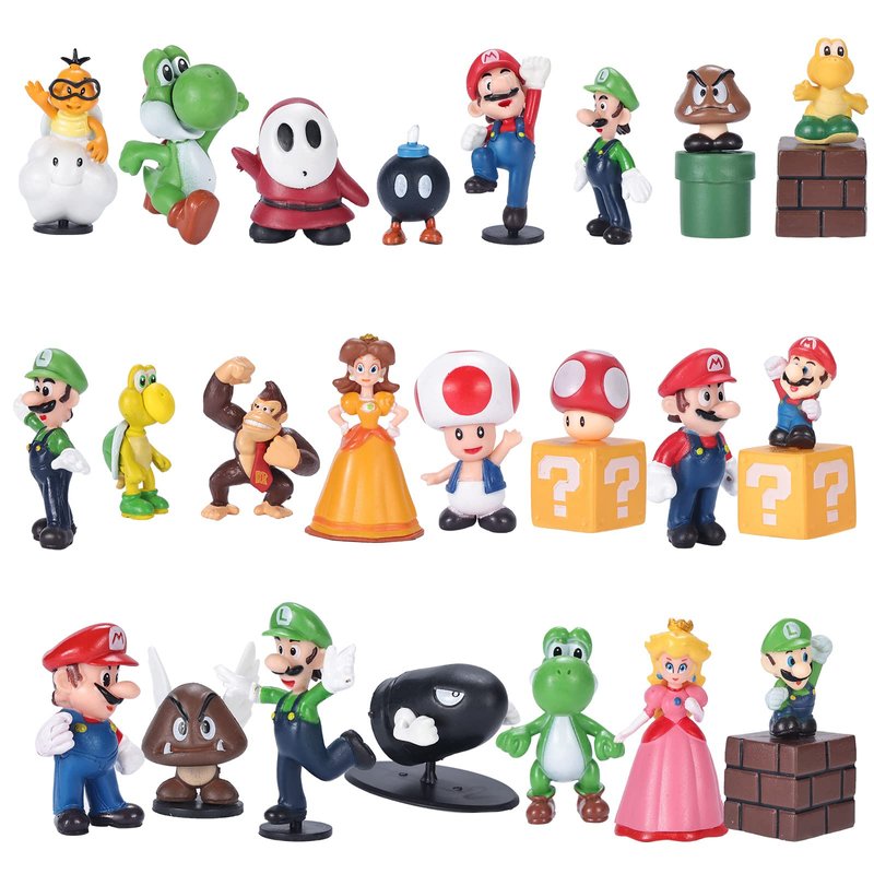 28 Packs Mario Toys Bros Super Mary Princess, Turtle, Mushroom ...