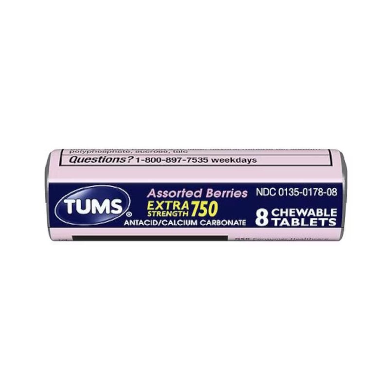 Tums Extra Strength 750 Antacid with Calcium Supplement Calcium Rich ...