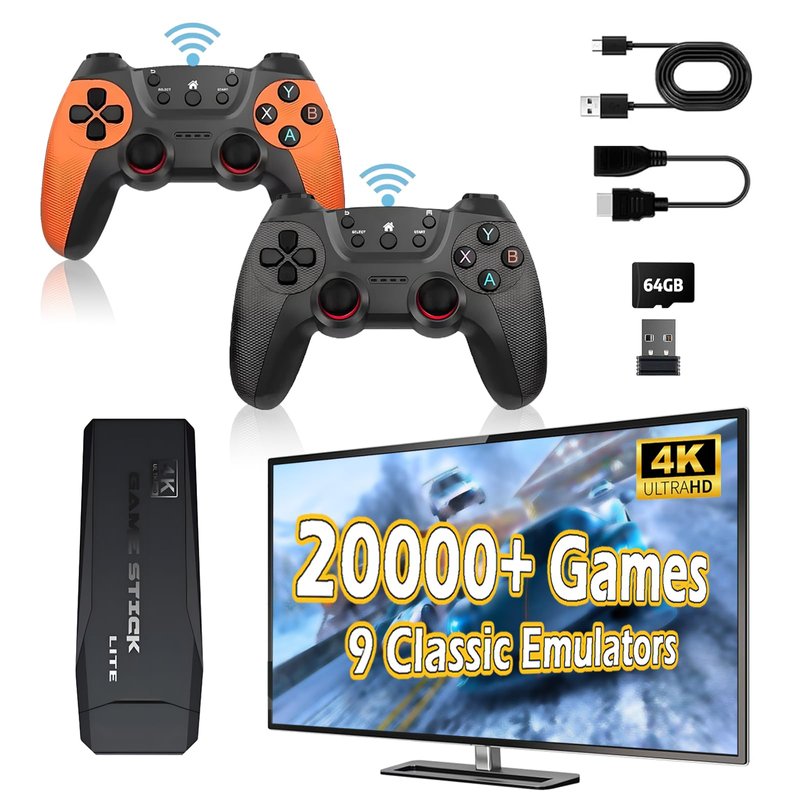 Upgraded Wireless Retro Gaming Console, Retro Game Stick 4K with 20,000 ...