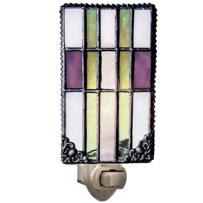 J Devlin Glass Art Stained Glass Night Light, Vintage Glass, Purple ...