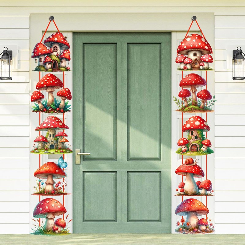 Mushroom Party Decorations, Mushroom Happy Birthday Party Door Banner ...