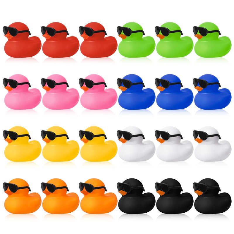 Hoemwarm 24 Set Mini Rubber Ducks with Sunglasses, Mini Rubber Duck in ...