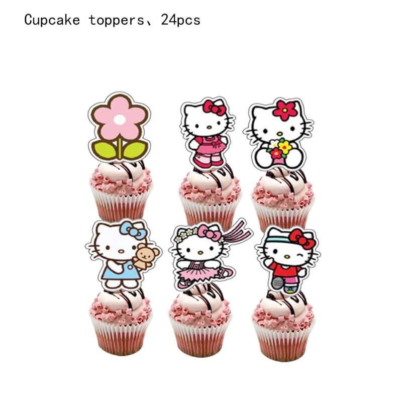 24PCS hello kitty Cake Toppers Cupcake Toppers Cake Decorations,hello ...