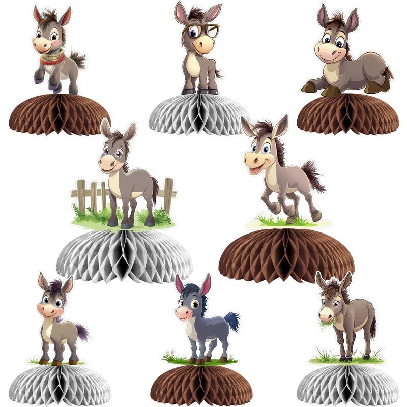 Funmemoir Donkey Party Decorations - 8PCS Donkey Party Honeycomb ...