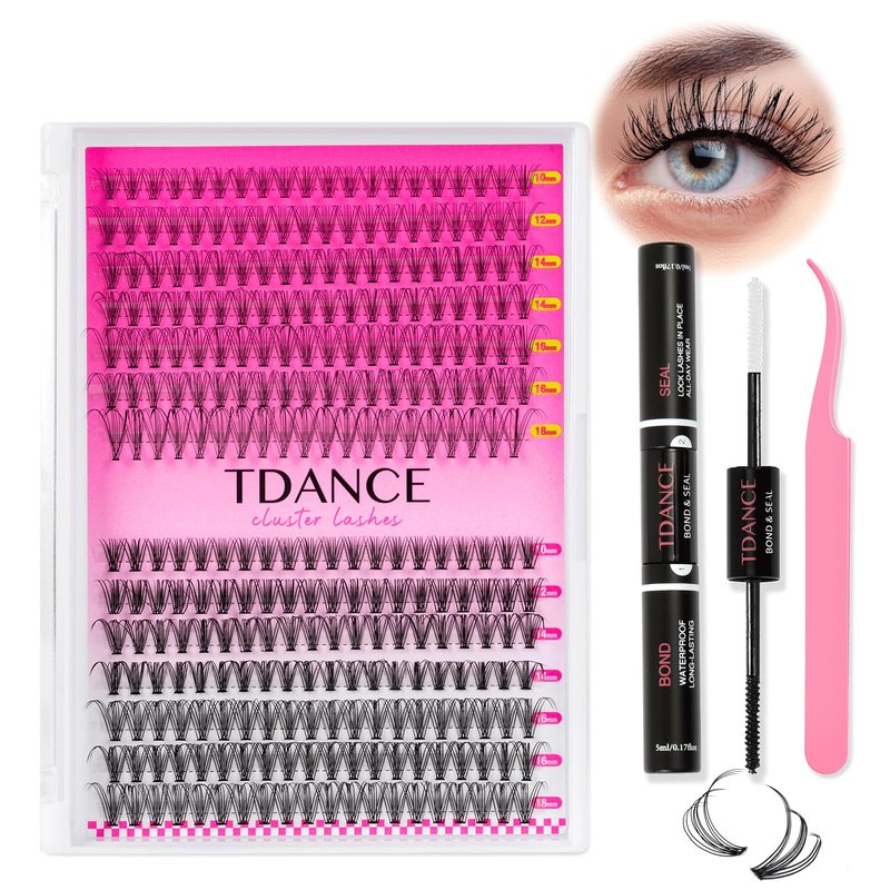 TDANCE DIY Lash Extension Kit Volume Lash Clusters 10D+20D D Curl ...