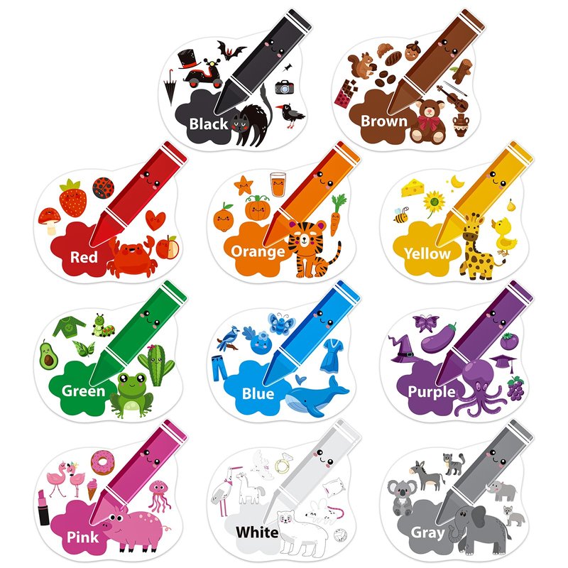 BIZIBAFF Color Posters for Classroom - 11PCS Crayon Color Bulletin ...