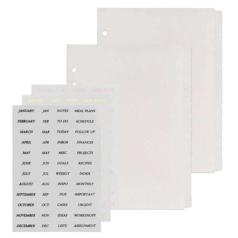 Multibey A5 12-Tab Binder Dividers with Tab Sticker Labels 6-Ring A5 ...