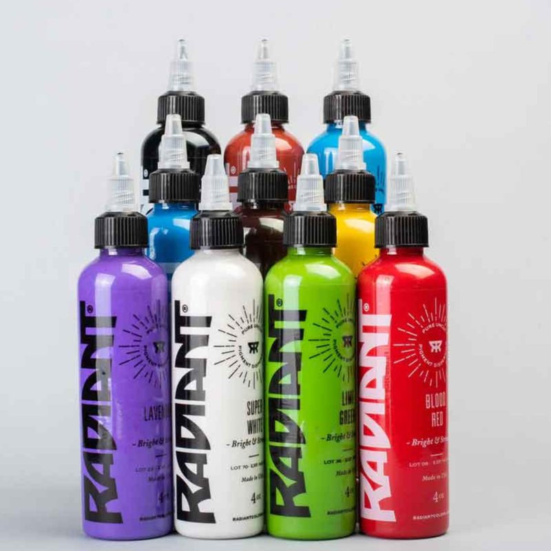 10 Color Set Part 1 Radiant Tattoo Ink 1oz Bottle for Color Tattooing ...