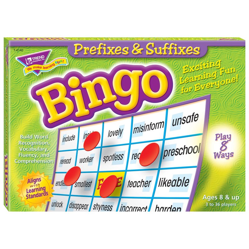 TREND ENTERPRISES: Prefixes & Suffixes Bingo Game, Exciting Way for ...
