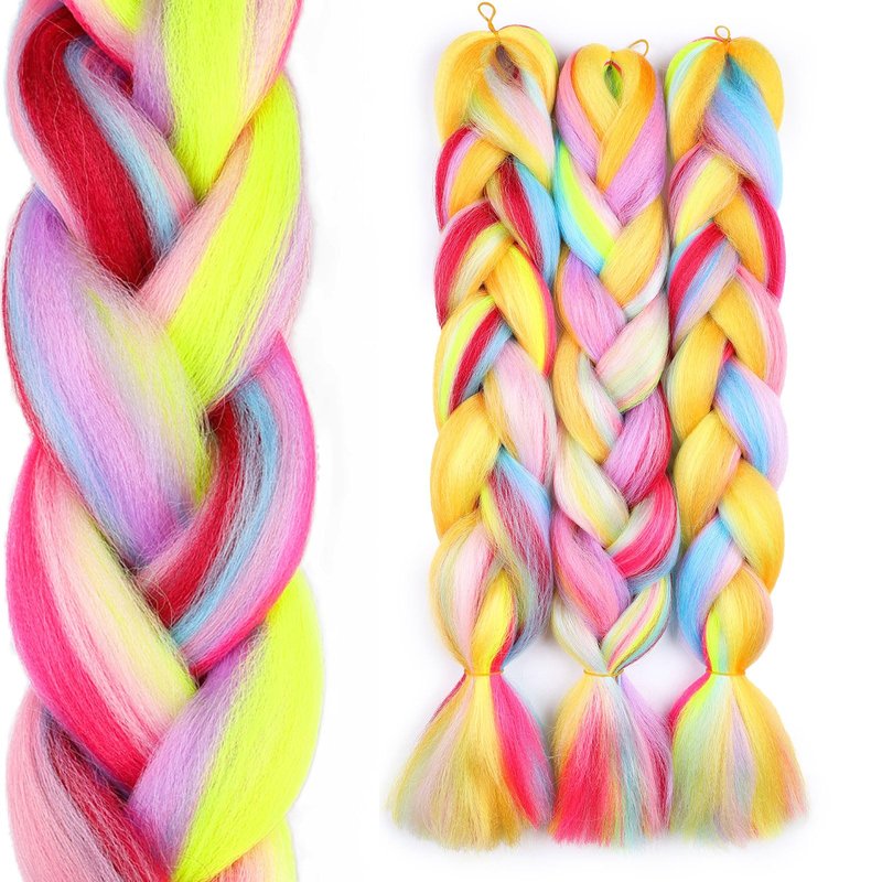 Multi Colors Braiding Hair Extensions for Braids Colorful 3 Packs ...