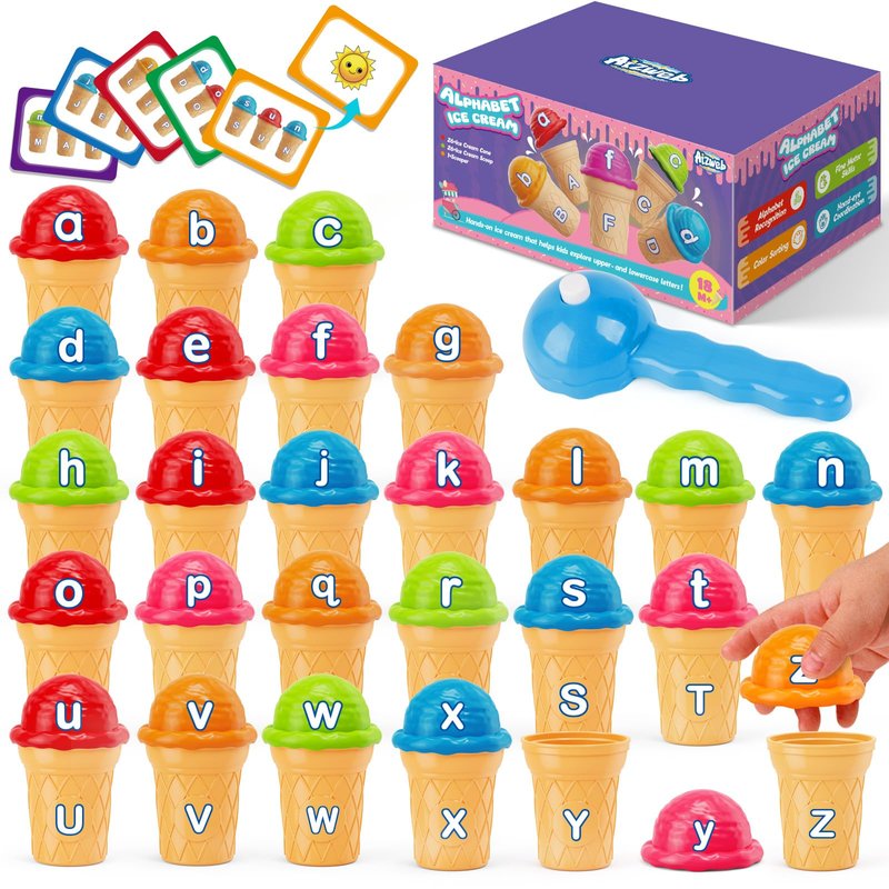 Aizweb Ice Cream Alphabet Learning Toys,Color Sorting Matching Letter ...