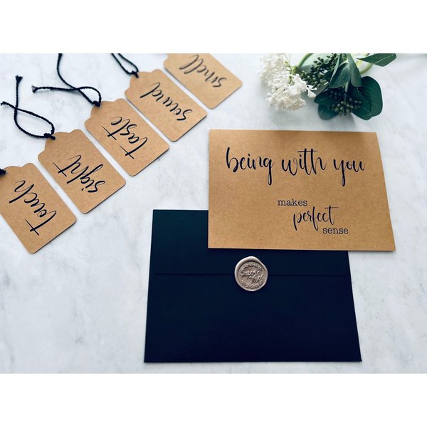 Five 5 Senses Greeting Card Set - Being with you makes perfect sense, I ...