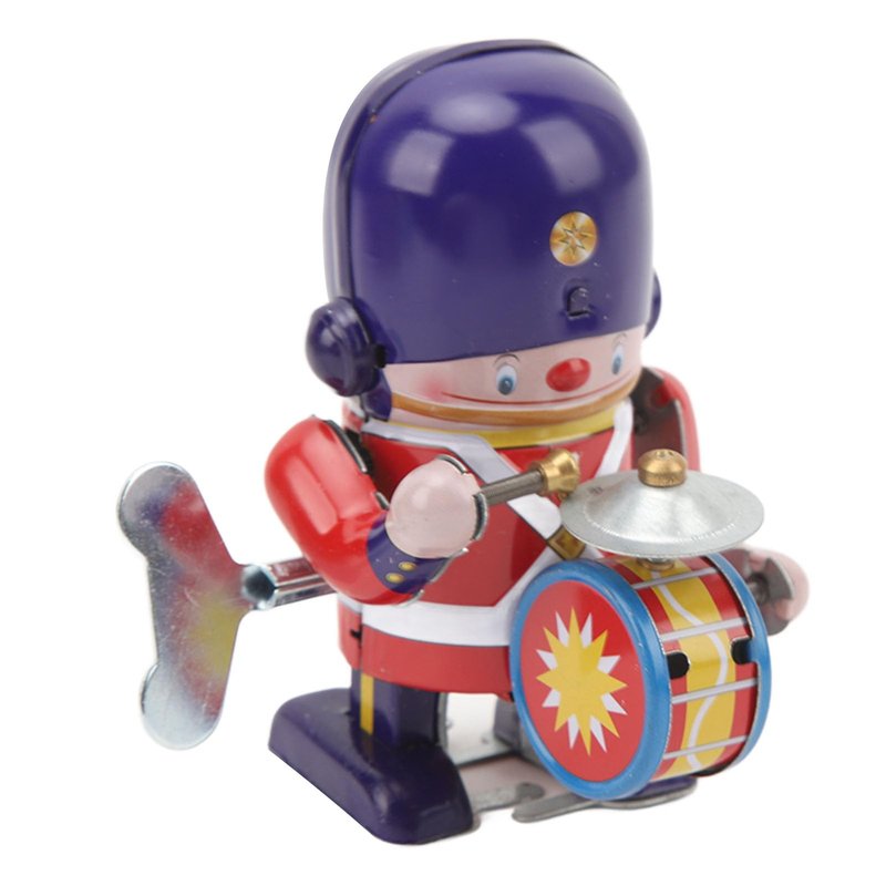 Asixxsix Tinplate Wind Up Figure Toy, Clockwork Drumming Robot Toy ...