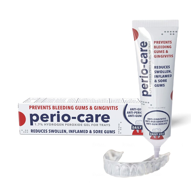 Perio Care Gel for Trays (1 Tube + 2 Trays) - 1.7% Hydrogen Peroxide ...