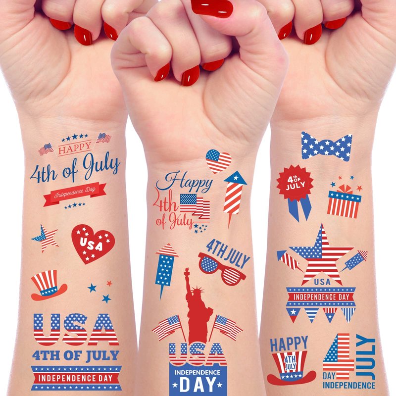 50 Pcs 4th of July Tattoos for Kids Adults 12 sheets,Patriotic ...