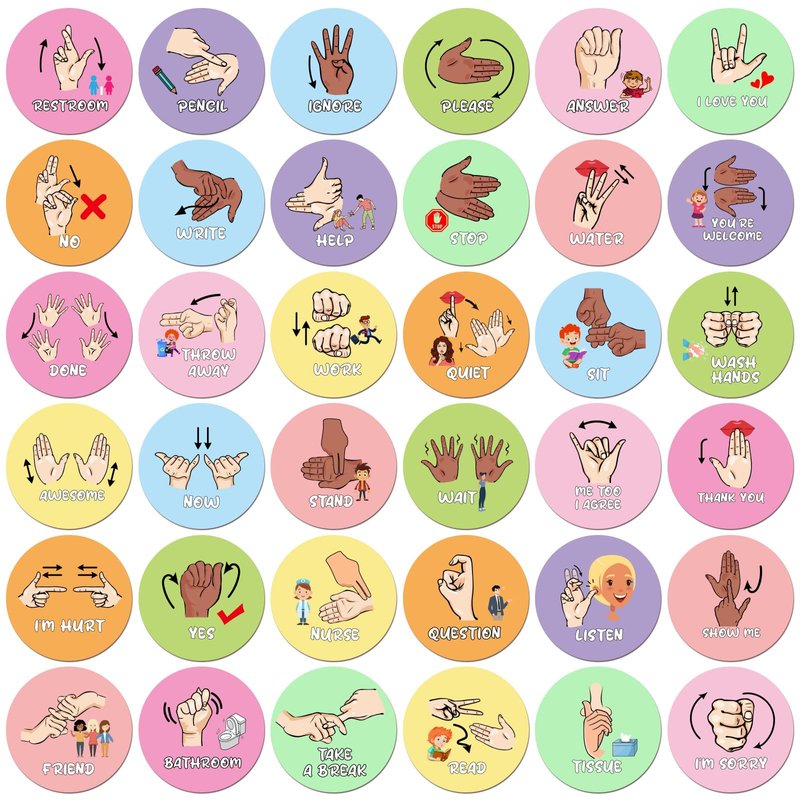 Gilprop 36 Pcs Asl Classroom Hand Signal Cards Classroom Hand Signal ...