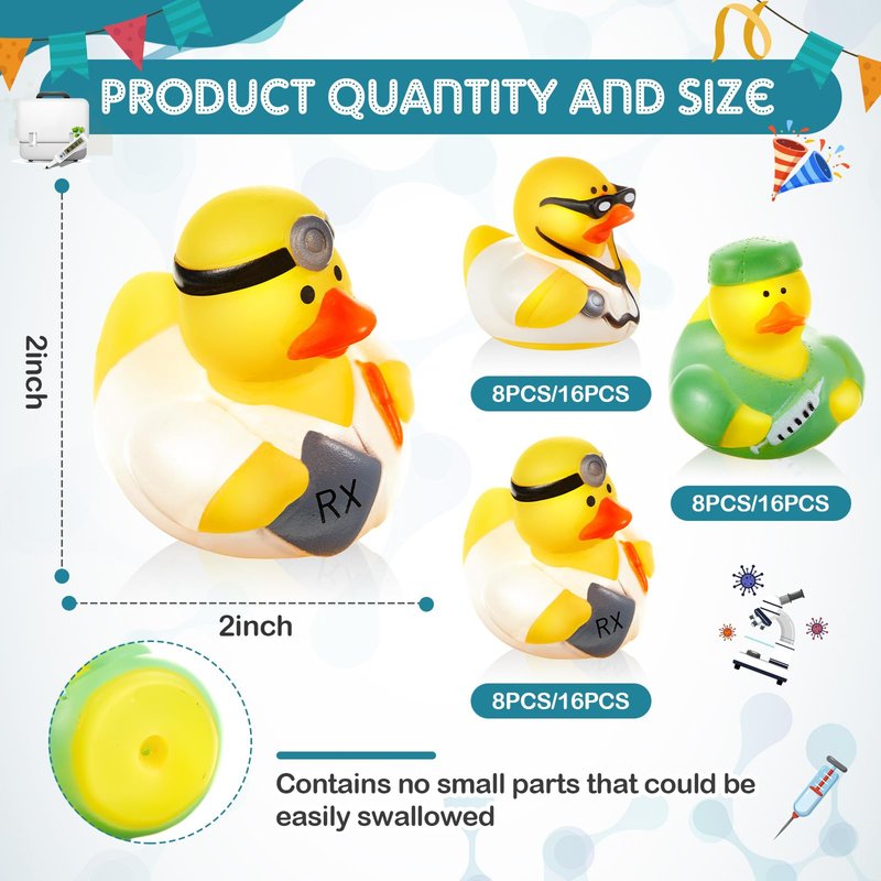 DEEKIN 24 Pcs Doctor Rubber Ducks 2 Inch Medical Themed Ducks for ...