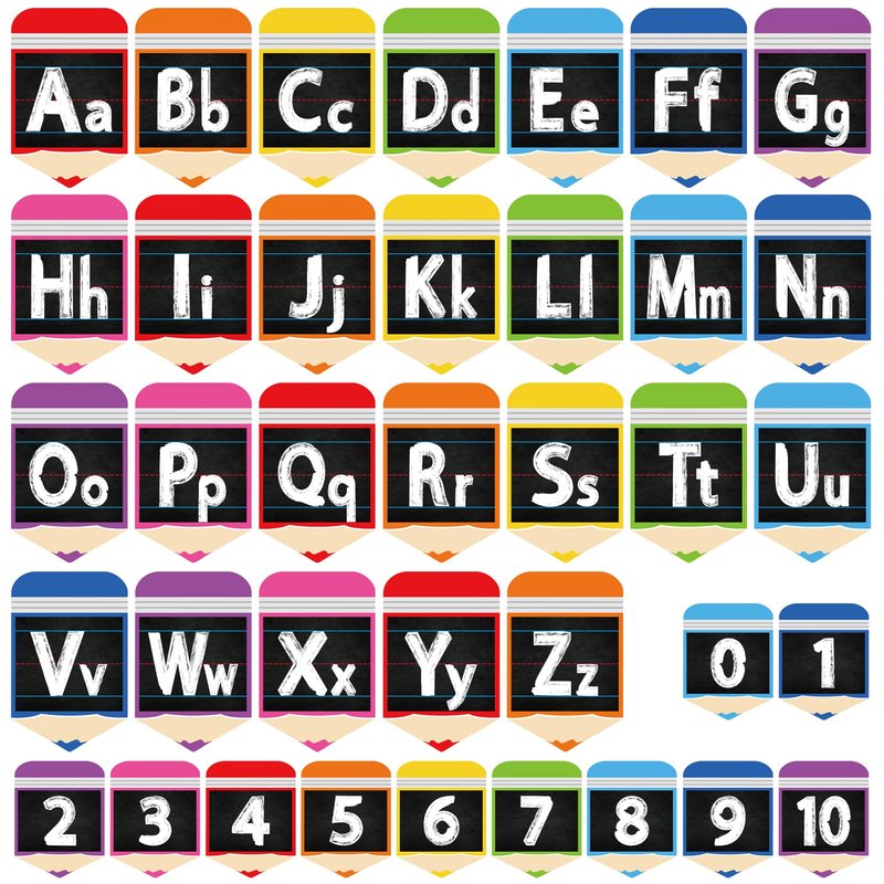 37 Pcs Alphabet Bulletin Board Set Colorful Pencil ABC Wall Decorations ...