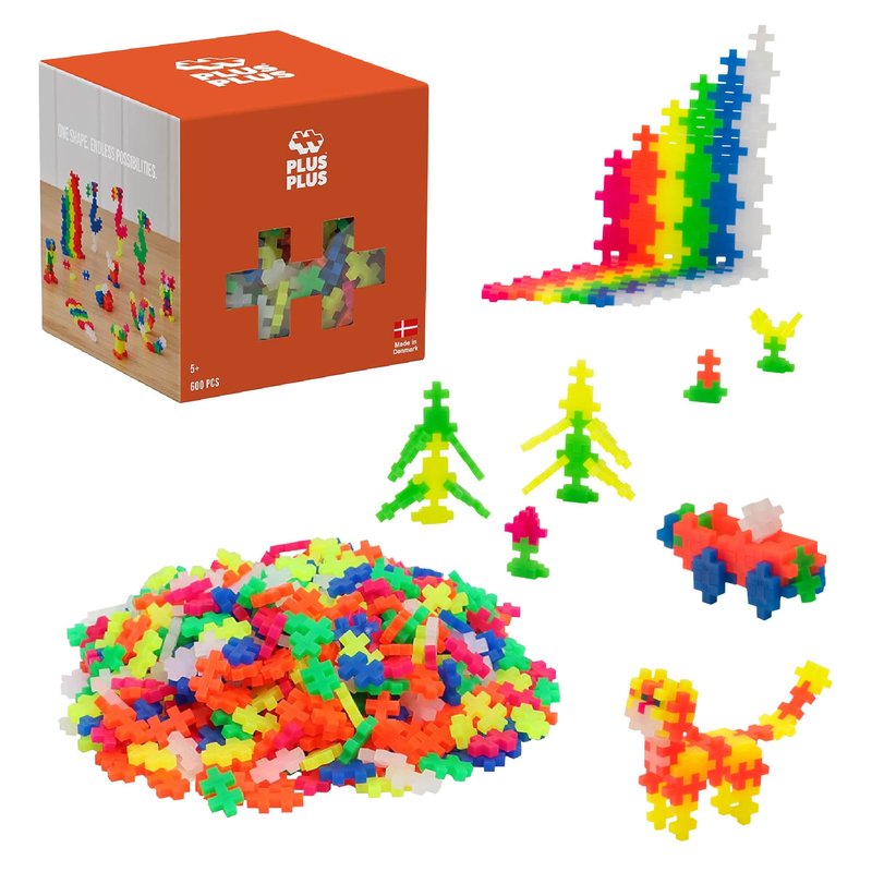 PLUS PLUS - Open Play Set - 600 Piece - Neon Color Mix, Construction ...