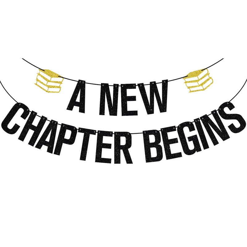 Black Glitter A New Chapter Begins Banner, Class of 2025/the Beginning ...