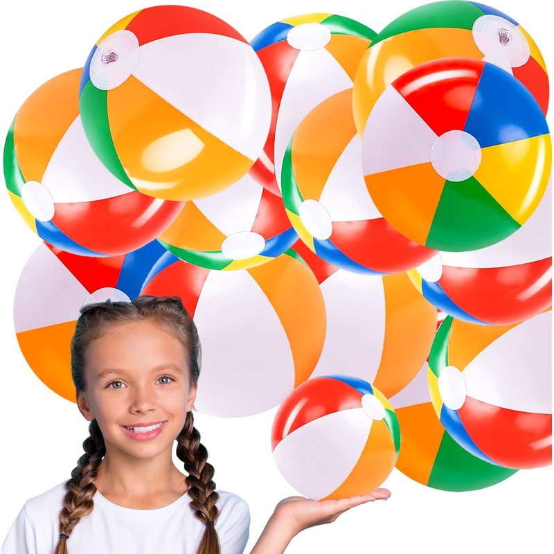 Chochkees 48 Pack 6" Inch Beach Balls - Inflatable Mini Rainbow Beach ...