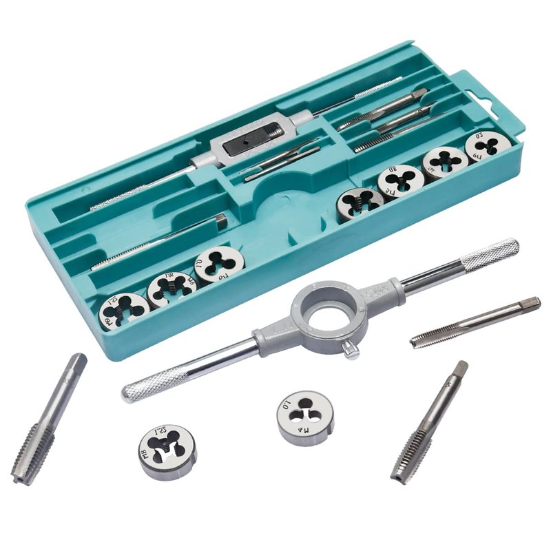 20 PCS Tap and Die Set - Metric Size M3, M4, M5, M6, M7, M8, M9, M10, M12 Tap Set and Die Set ...