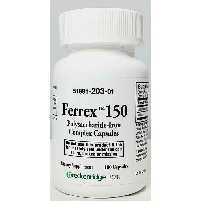 Ferrex 150 Polysaccharide Iron Complex Capsules by Breckenridge - 100 ...