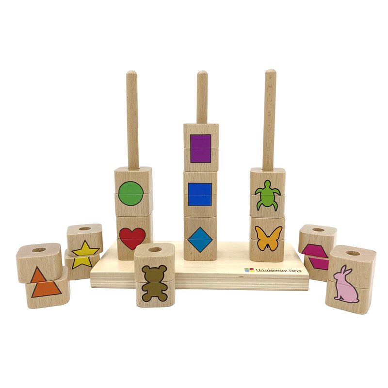 Puzzle Stacking Rings Educational Toy Shapes Colors Animals Sorter ...