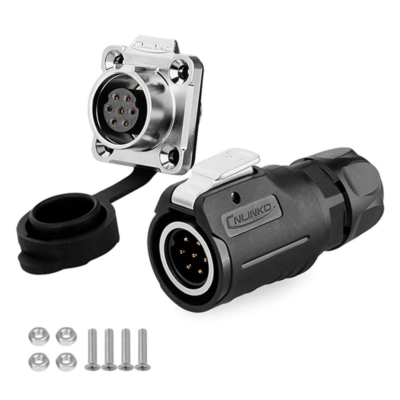 CNLINKO 7Pin Male Female Plug Socket Industrial Waterproof Power ...