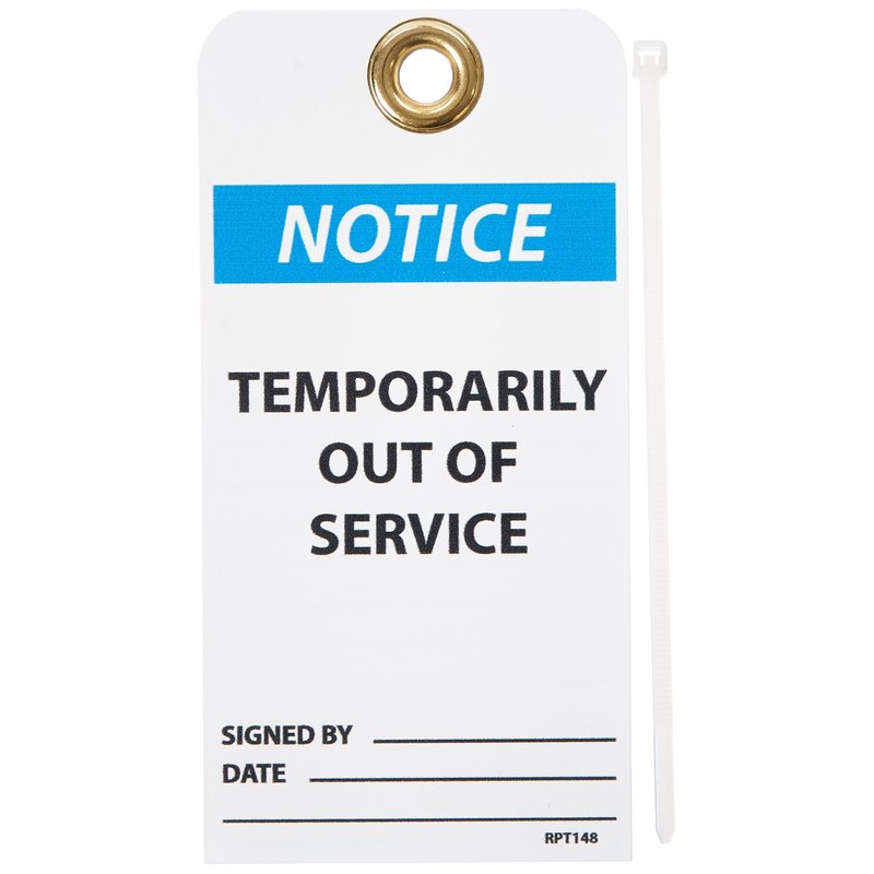 NMC RPT148G Notice – Temporarily Out of Service Tag – [Pack of 25] 3 in ...