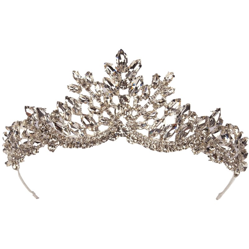Silver Royal Queen Crown - Stunning Crystal Wedding Tiara for Women ...