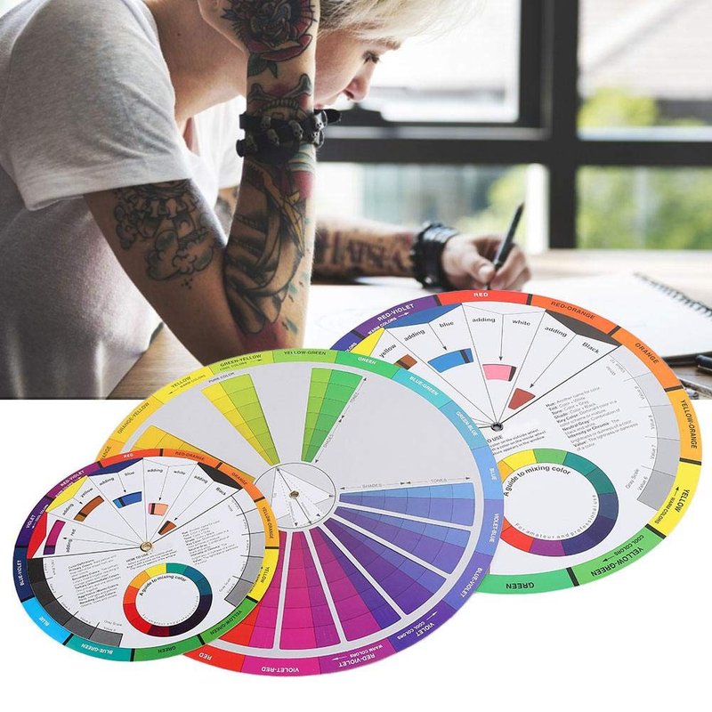 Color Wheel, Color Mixing Tutorial 3 Pieces Tattoo Color Wheel Color ...